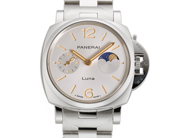 Panerai Luminor Due Luna 38mm White Sandwich Dial Bracelet PAM 01301 ...